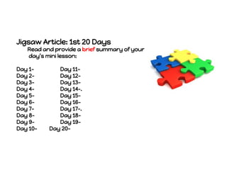 The First 20 days of Independent Reading | PPT