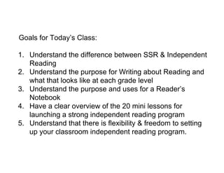 The First 20 days of Independent Reading | PPT