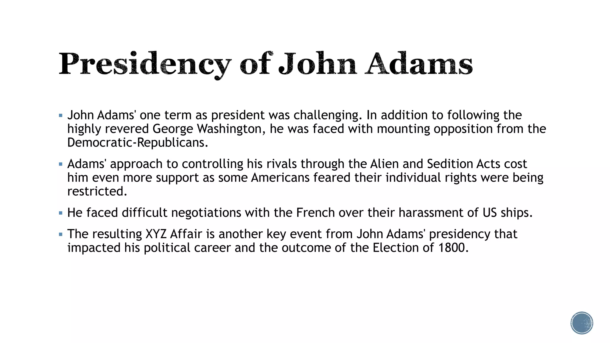 The first 5 presidents john adams | PPT