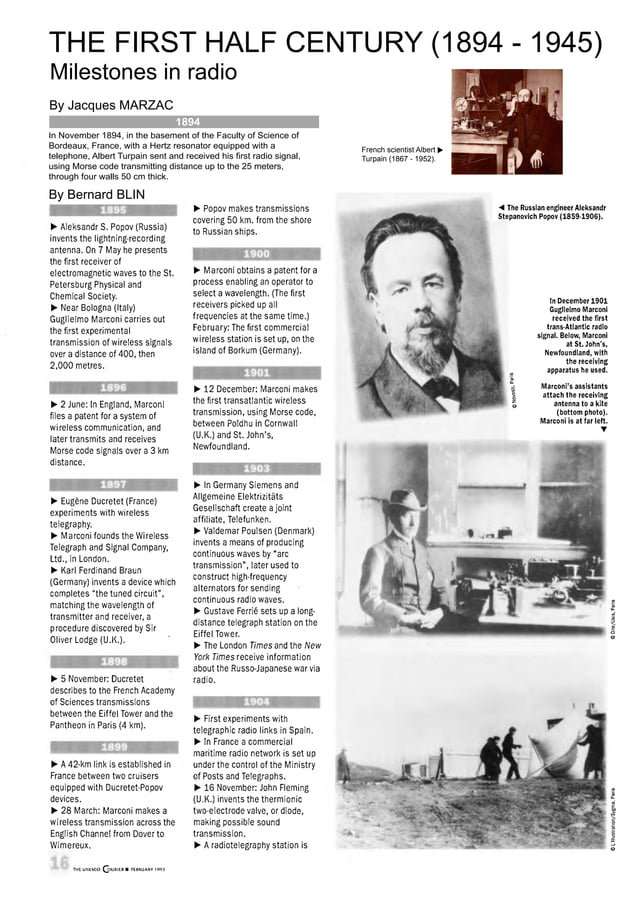The First Half Century (1894-1945) - Milestones in radio. | PDF | World ...