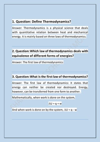 The first law of thermodynamics | PDF