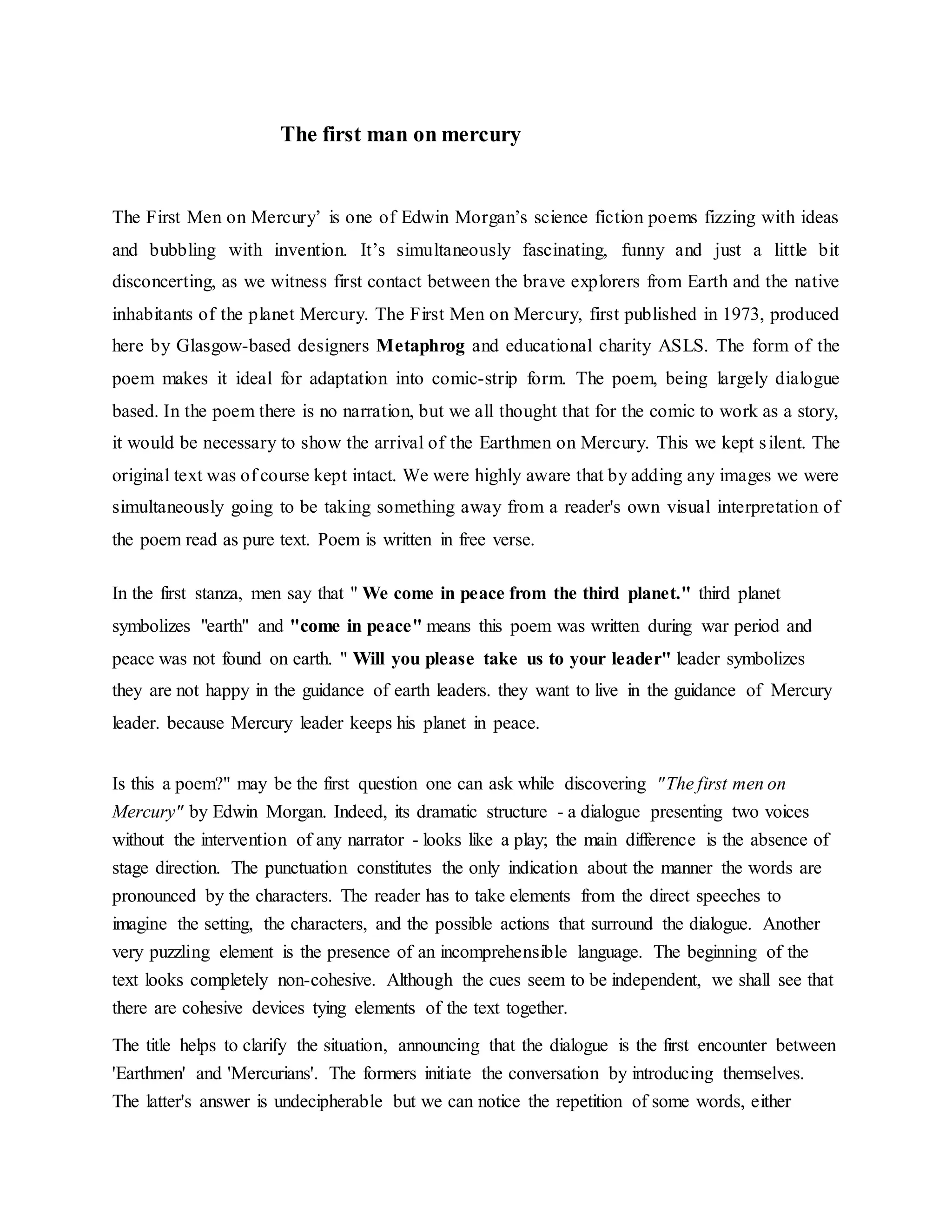 The first man on mercury | DOCX