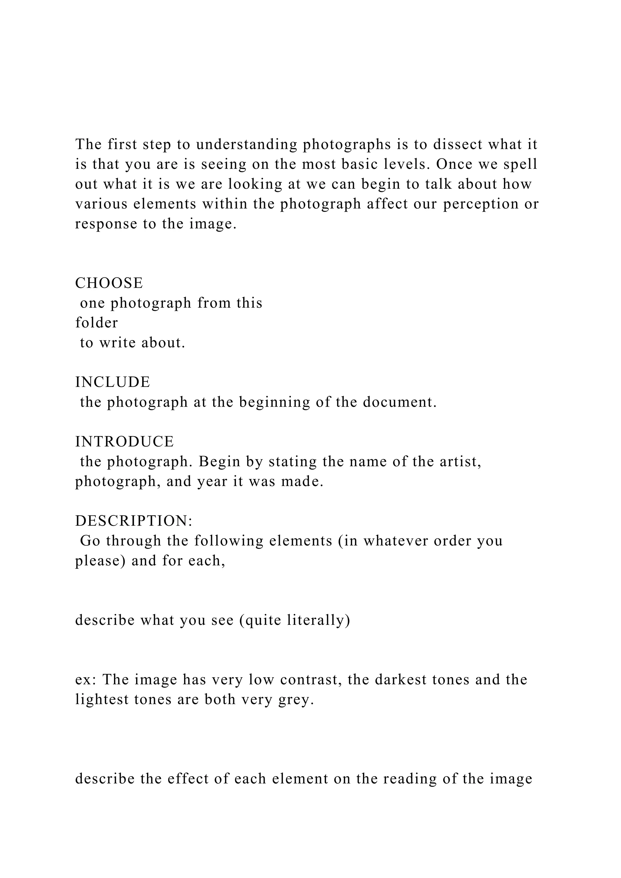 The first step to understanding photographs is to dissect what i.docx