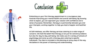 The First Step: What to expect when you go to Therapy | Solh Wellness | PDF