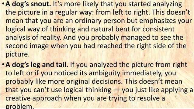 The first thing you see in the picture can reveal your character | PPT