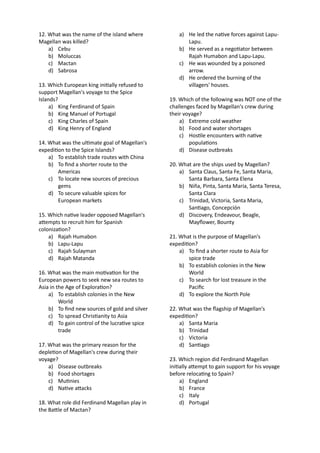 THE FIRST VOYAGE AROUND THE WORLD BY MAGELLAN QUIZ.docx