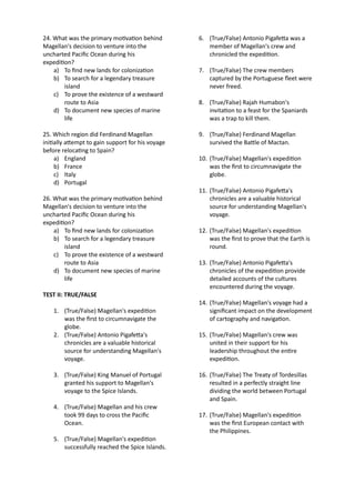 THE FIRST VOYAGE AROUND THE WORLD BY MAGELLAN QUIZ.docx