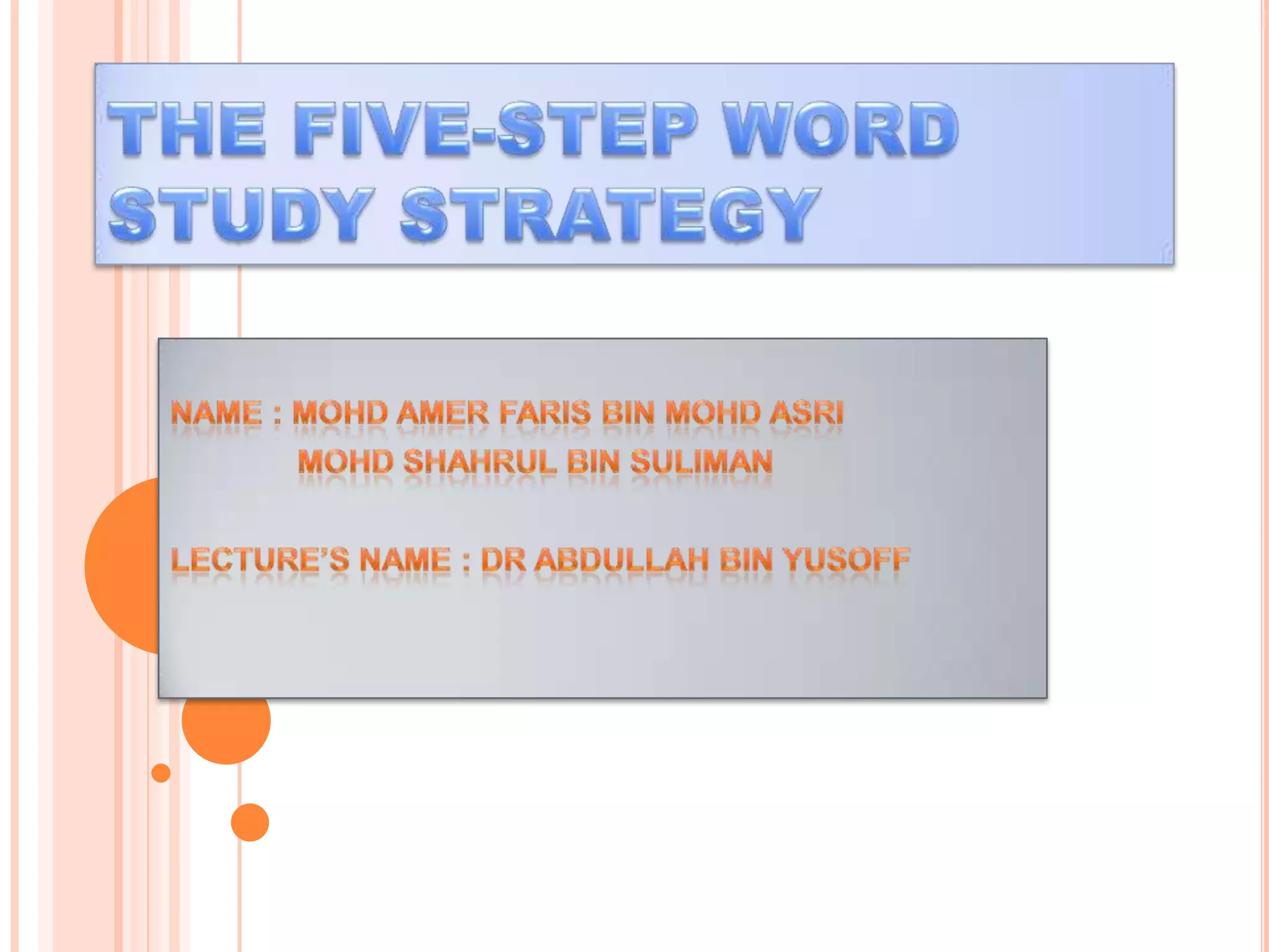 The five step word study strategy | PPT