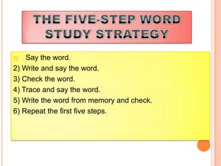 The five step word study strategy | PPTX