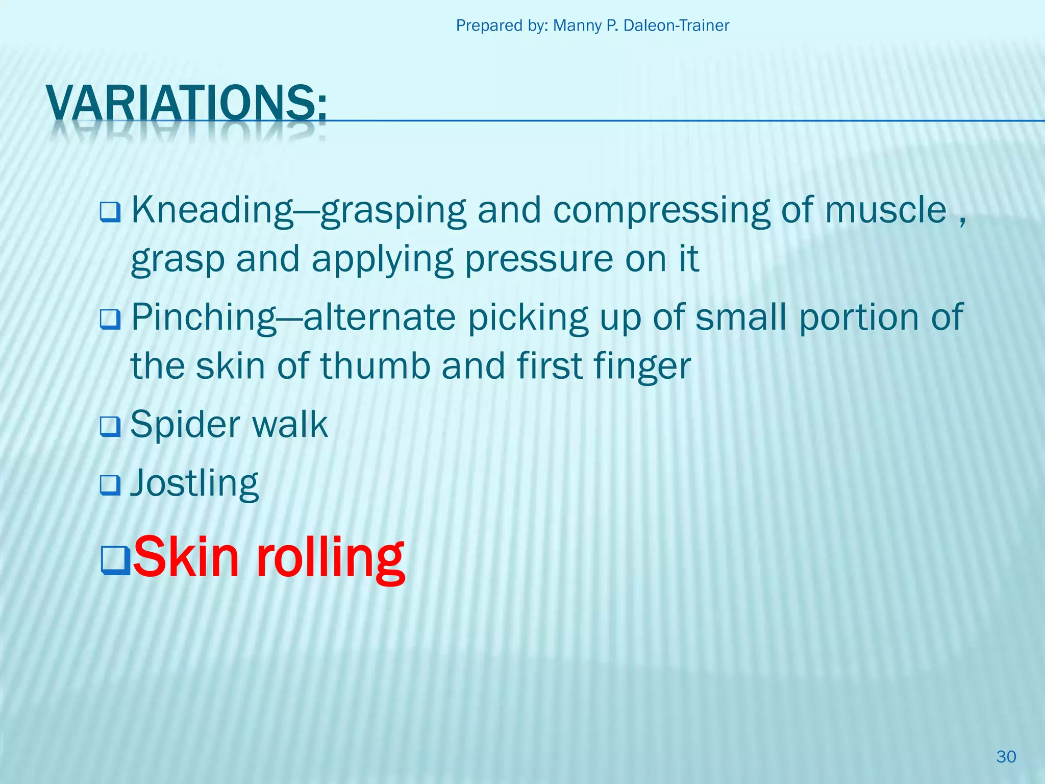 The five basic techniques of swedish massage | PPSX