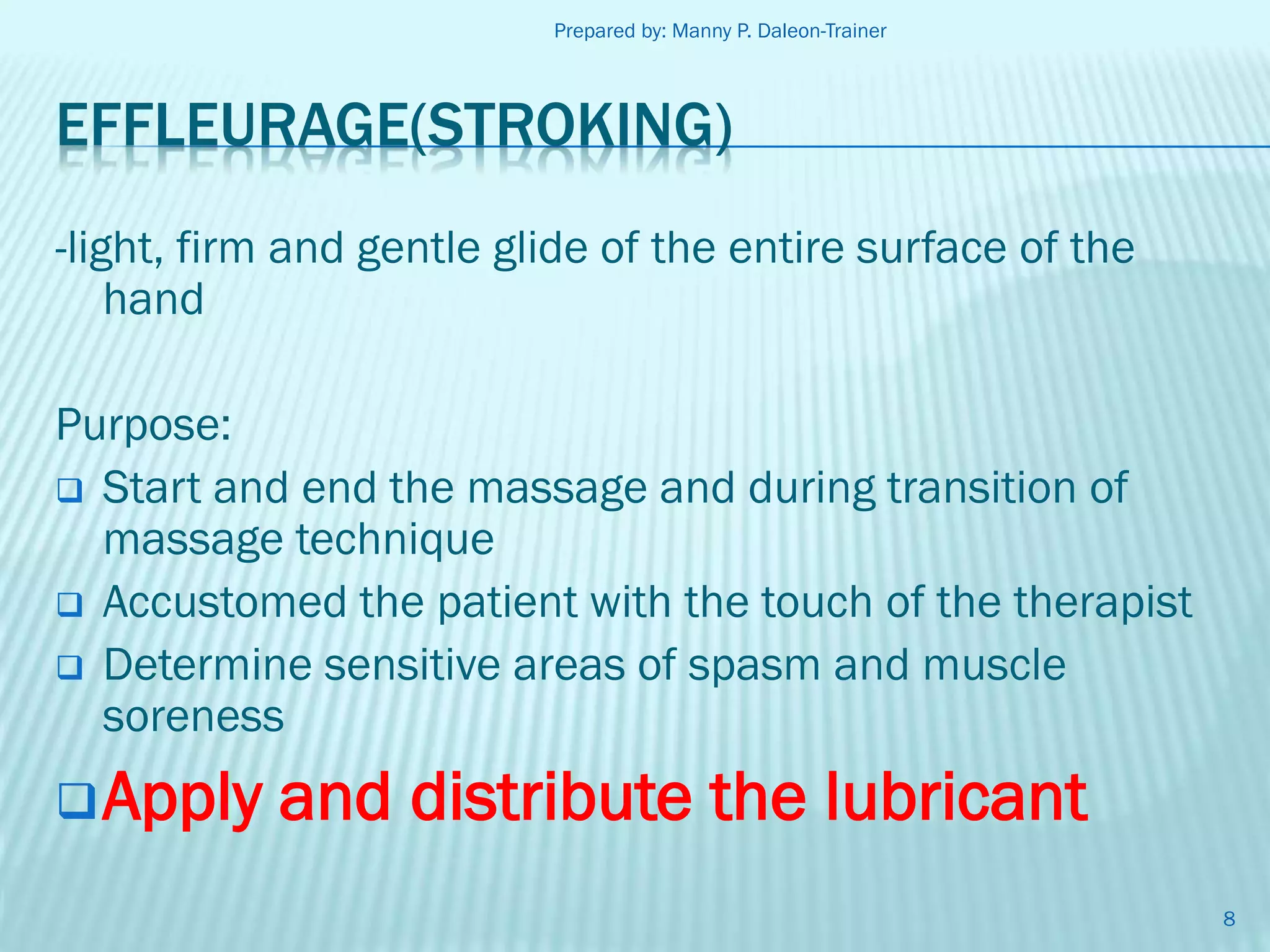 The five basic techniques of swedish massage | PPSX