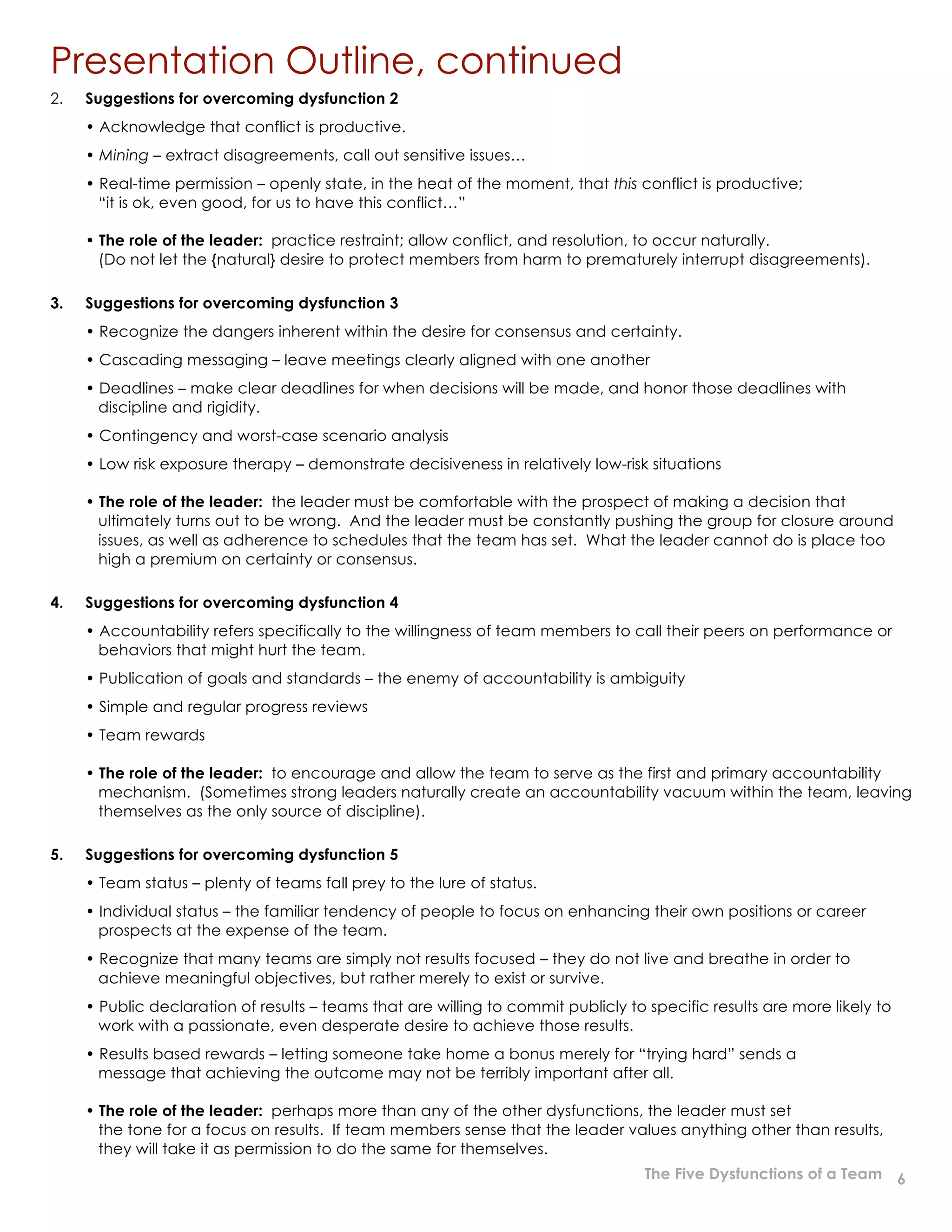 The Five Dysfunctions of a Team | PDF