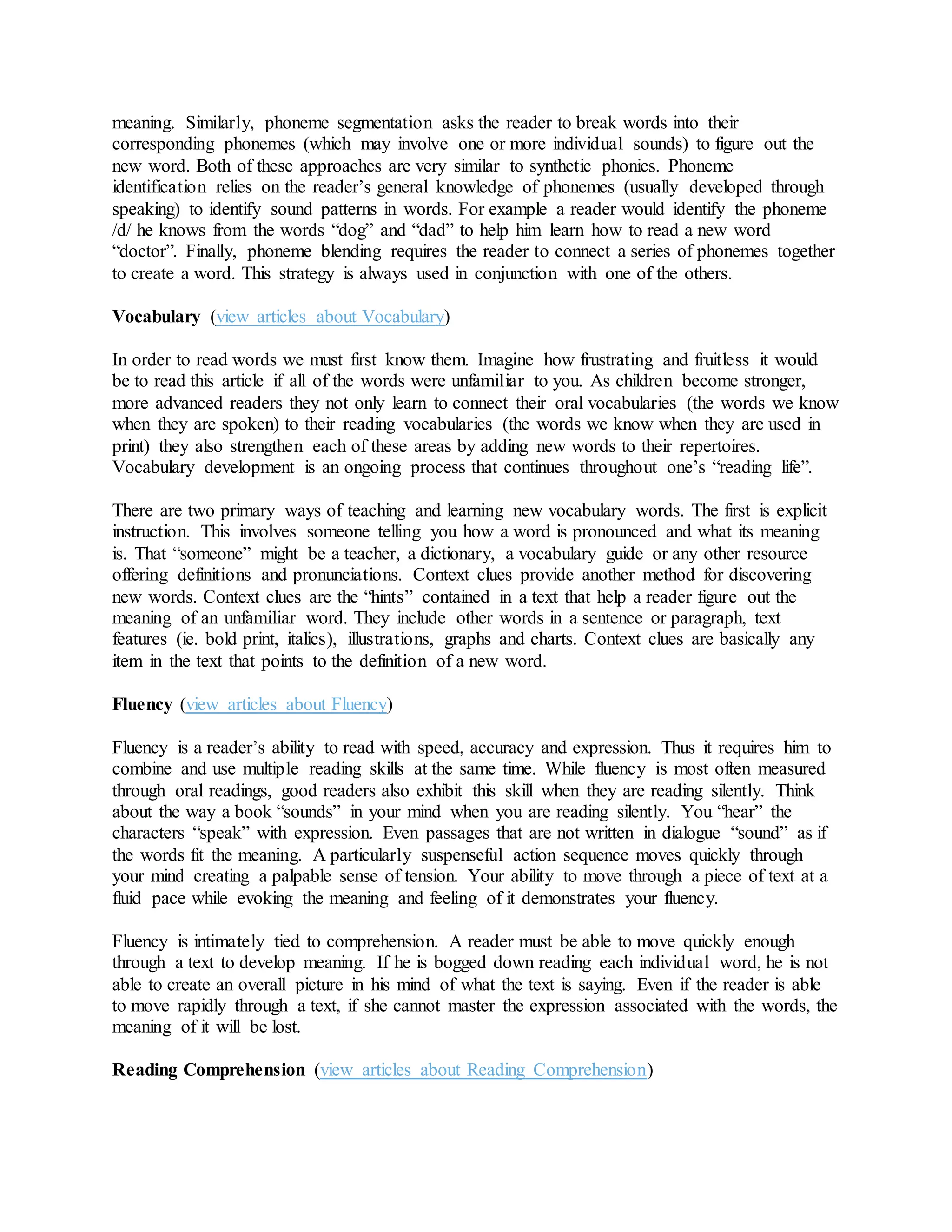 The five essential components of reading | DOCX