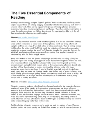 The five essential components of reading | DOCX
