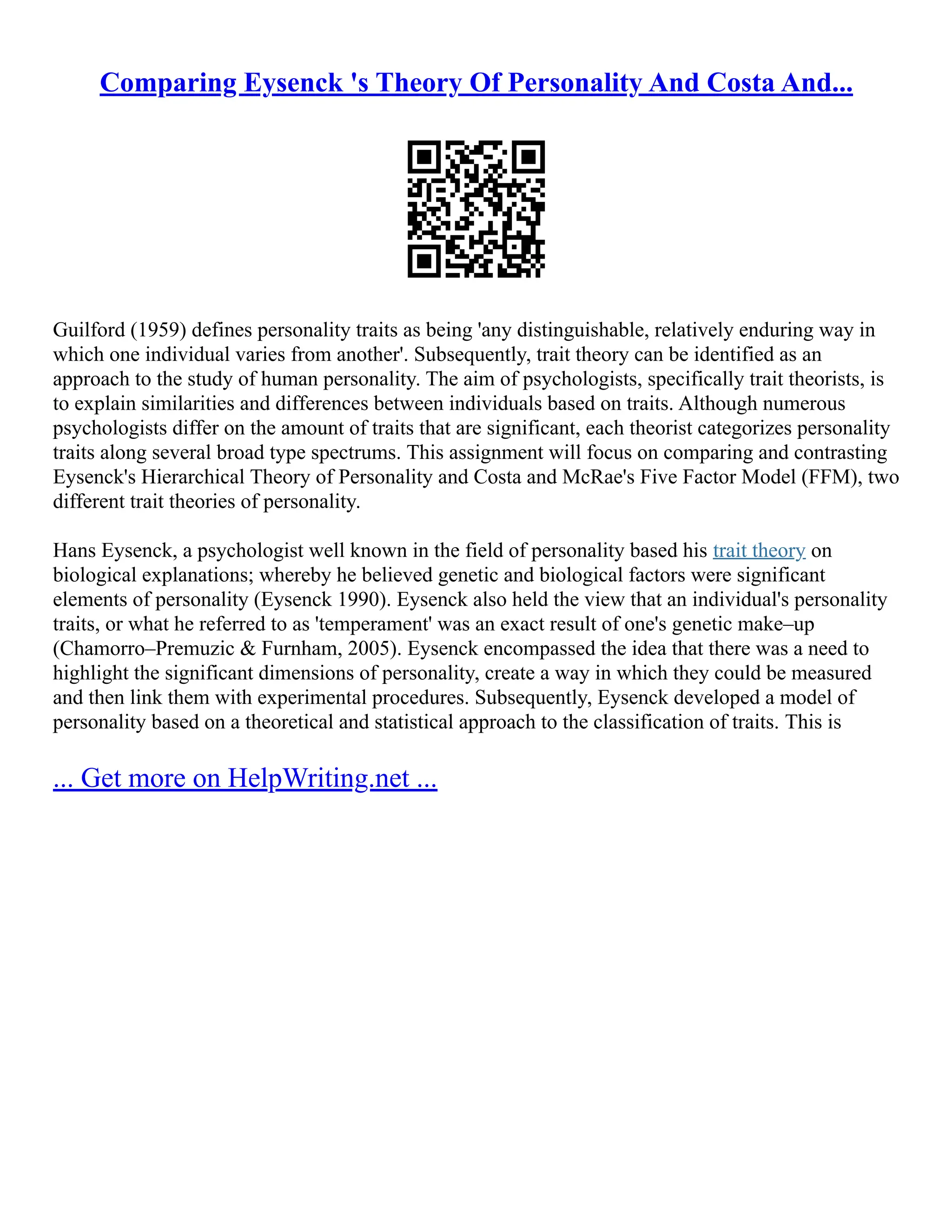 The Five Factor Model Of Personality | PDF