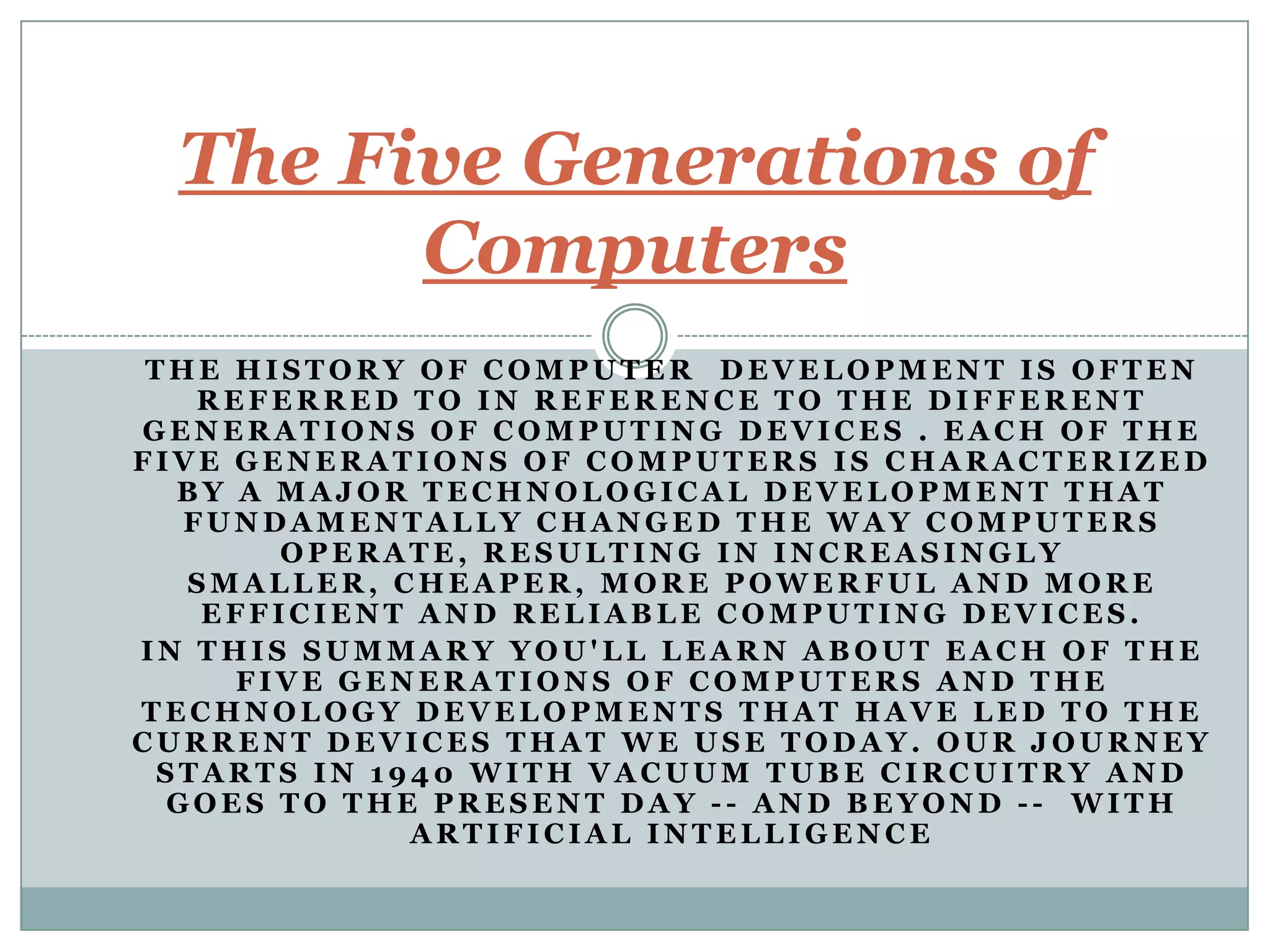 The five generations of computers | PPT