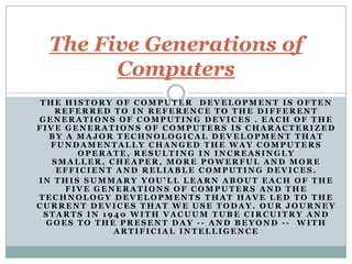 The five generations of computers | PPT