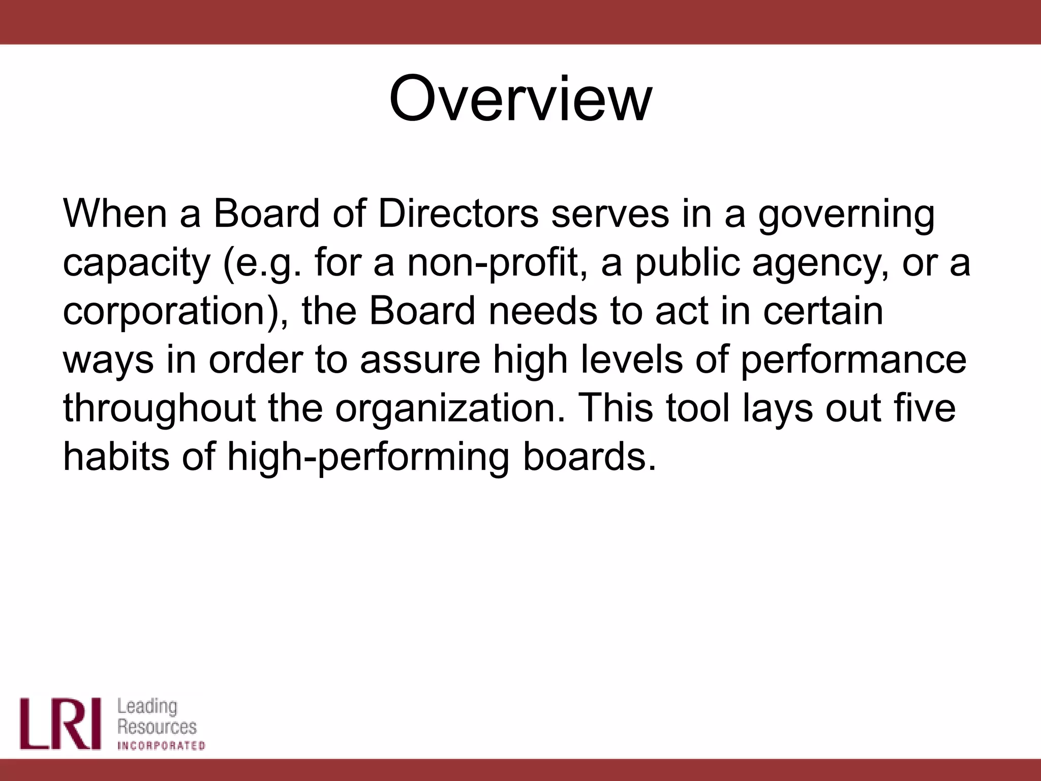 The Five Habits of High-Performing Boards | PPTX