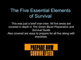 What Are The Five Key Elements Of Survival & Life | PPTX