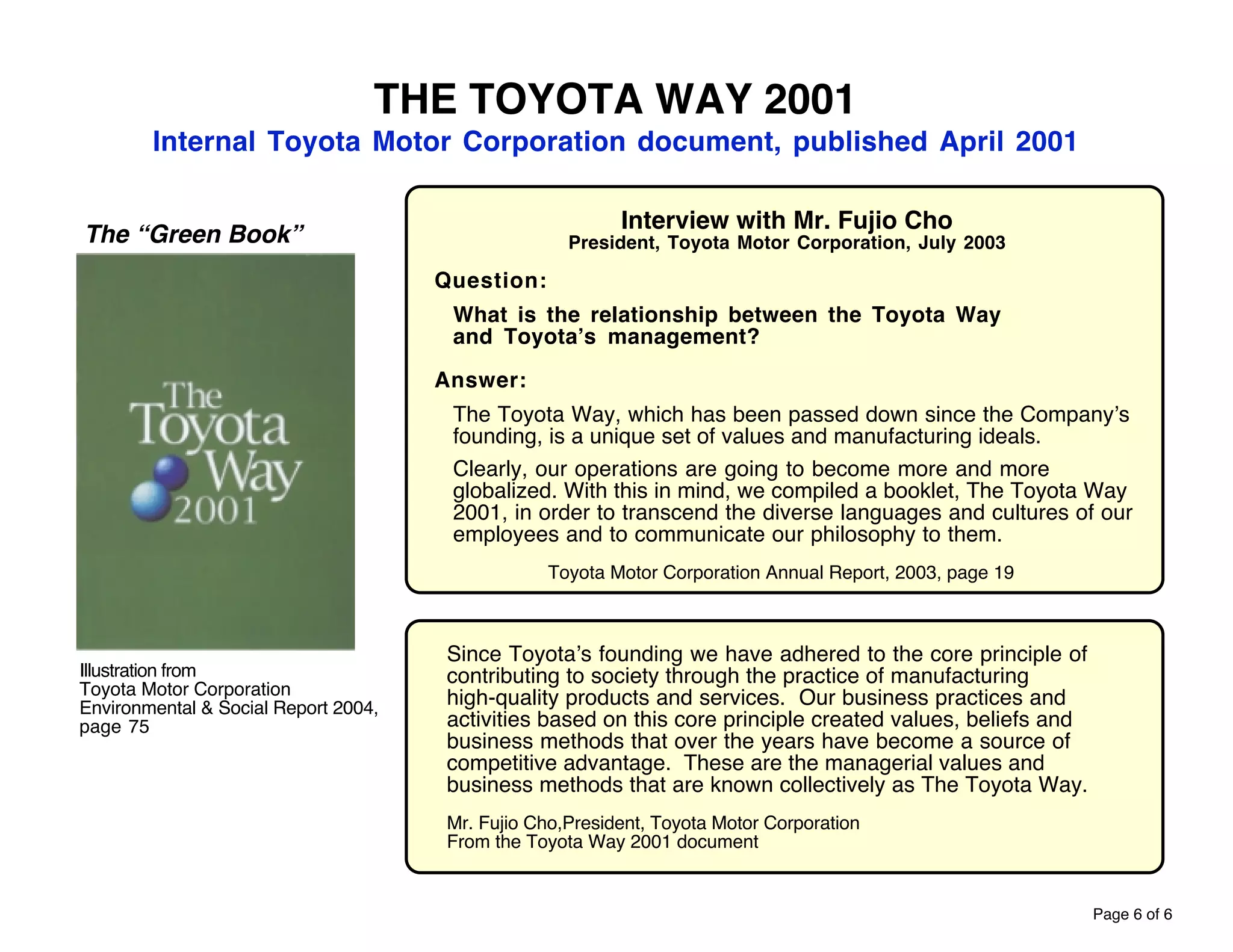 The Five Principles of The Toyota Way | PDF