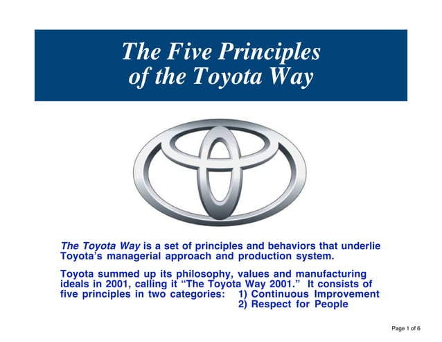 The Five Principles of The Toyota Way | PDF | Business | Business and ...
