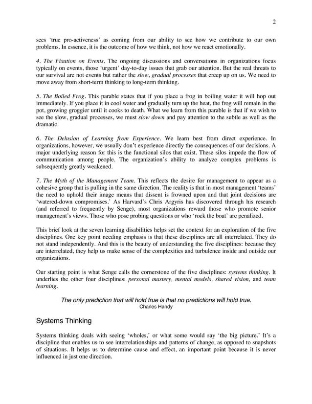 The five learning disciplines senge | PDF