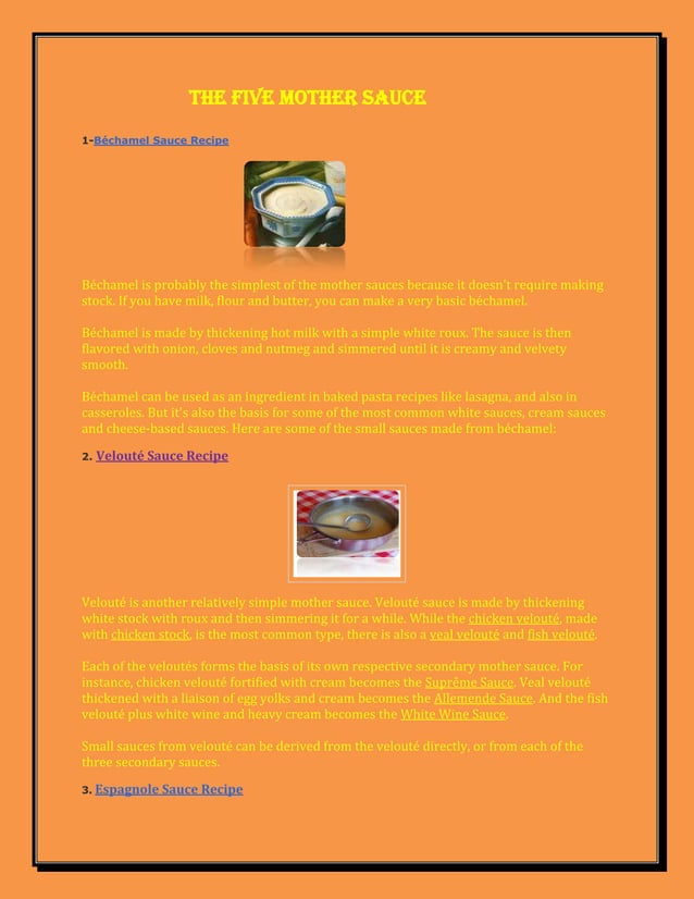 The five mother sauce | DOCX