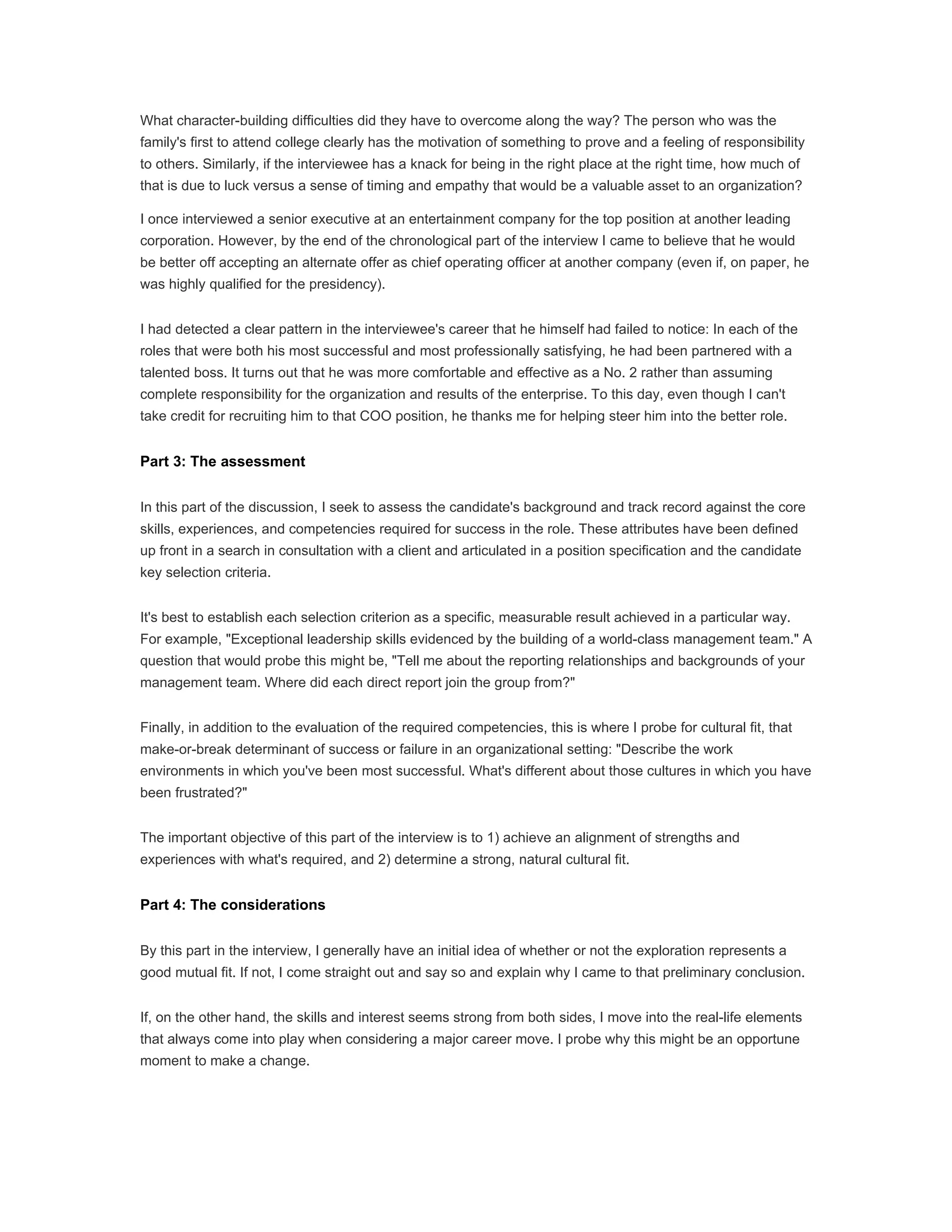 The Five Part Job Interview | DOC
