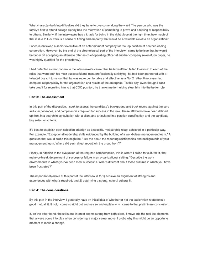 The Five Part Job Interview | DOC