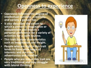 ~ The five personality factor theory ~ | PPTX