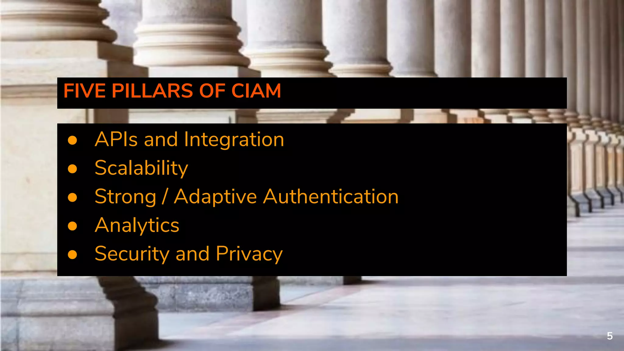 The Five Pillars of Customer Identity and Access Management (CIAM) | PDF