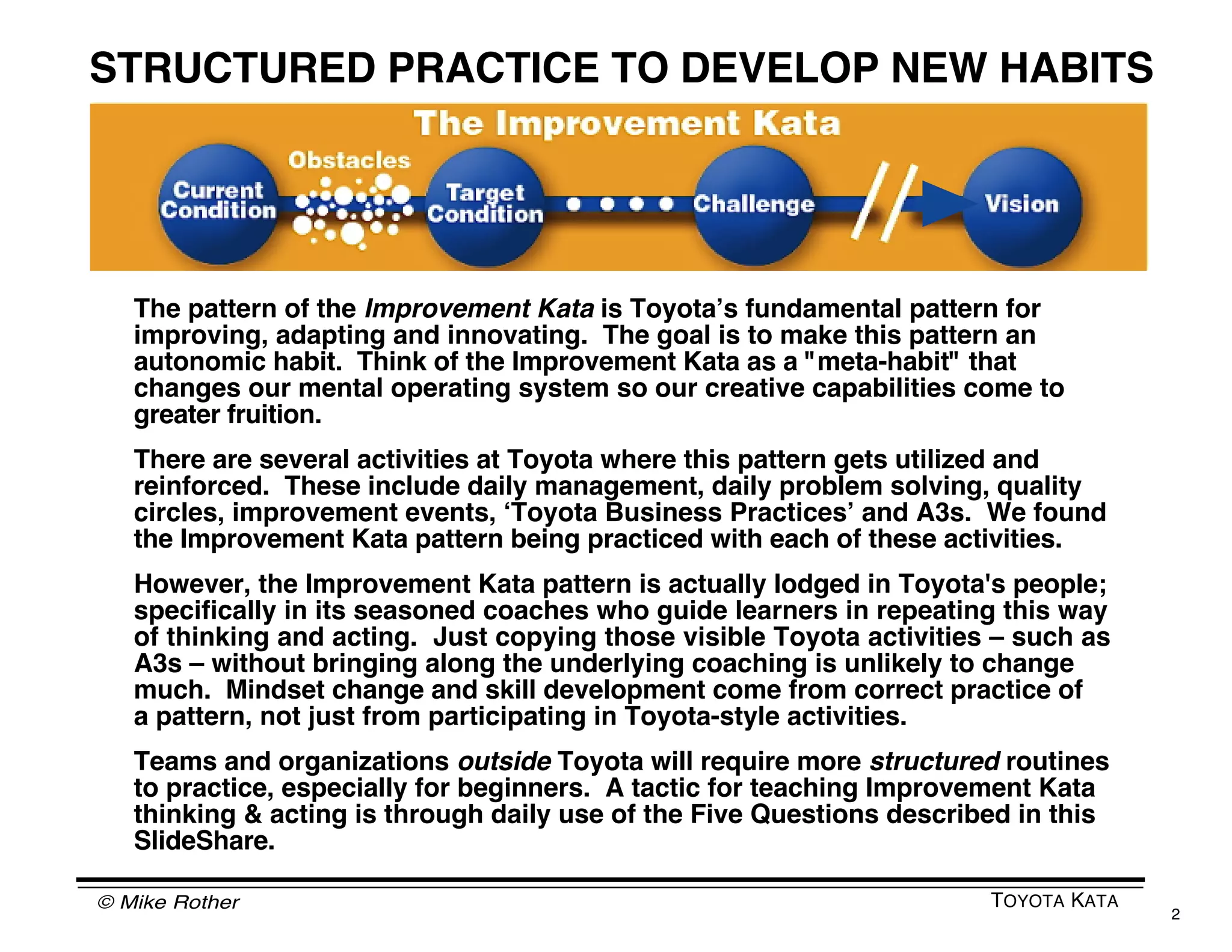 The Five Coaching Kata Questions | PDF