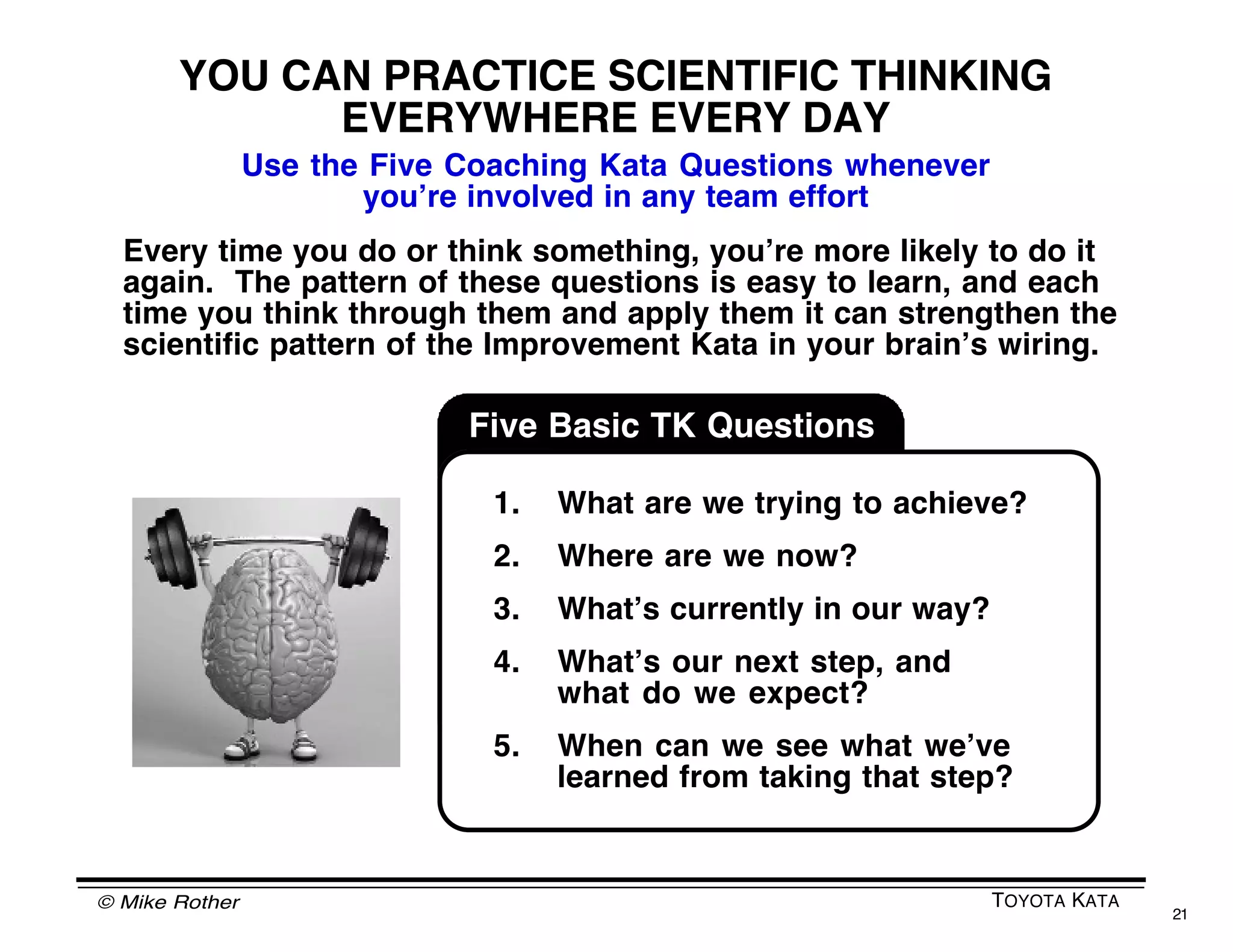 The Five Coaching Kata Questions | PDF