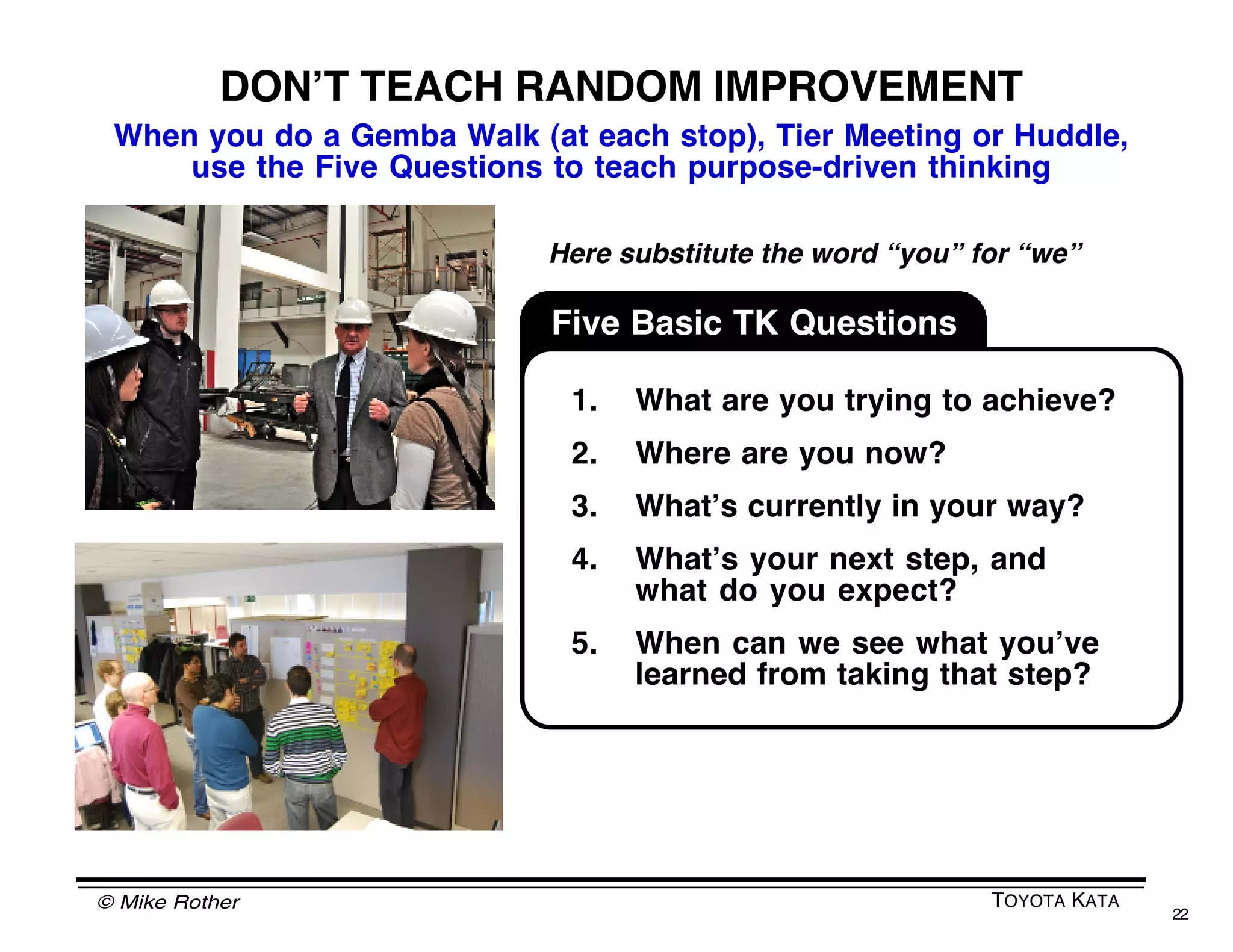 The Five Coaching Kata Questions | PDF