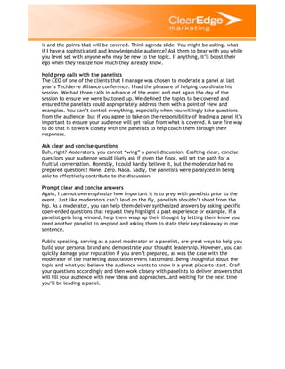 The Five Requirements for Moderating a Panel Discussion | PDF