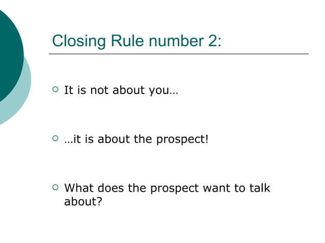 The Five Rules Of Closing A Sale | PPT | Sales | Business