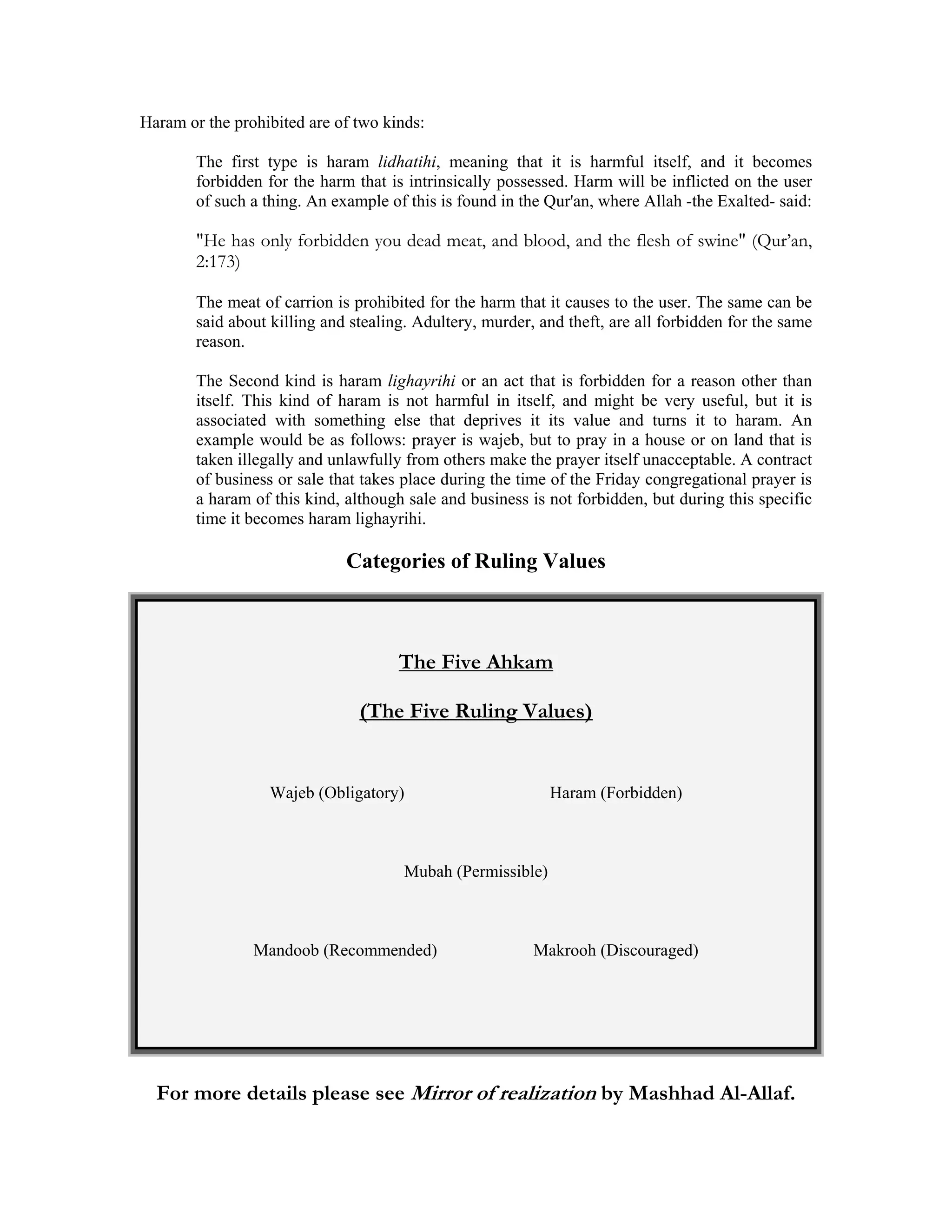 The Five Ruling Values (The Five Ahkam) | PDF