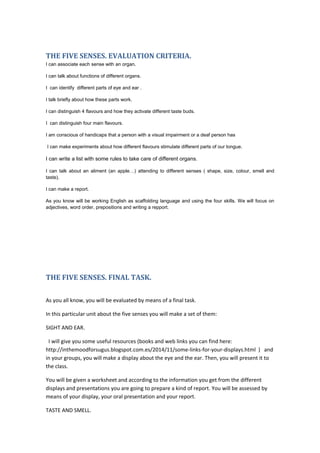 The five senses final task | DOC