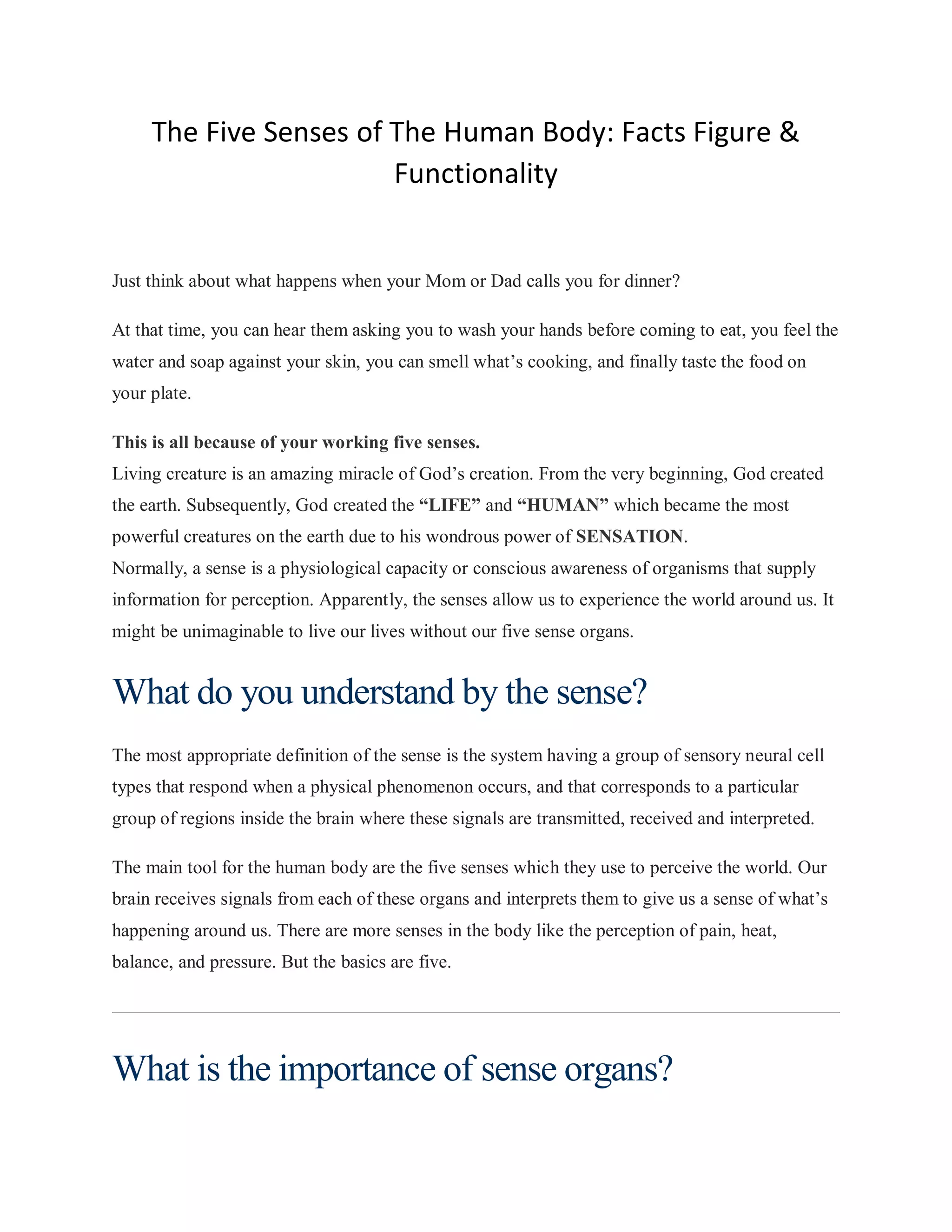 The five senses of the human body | PDF