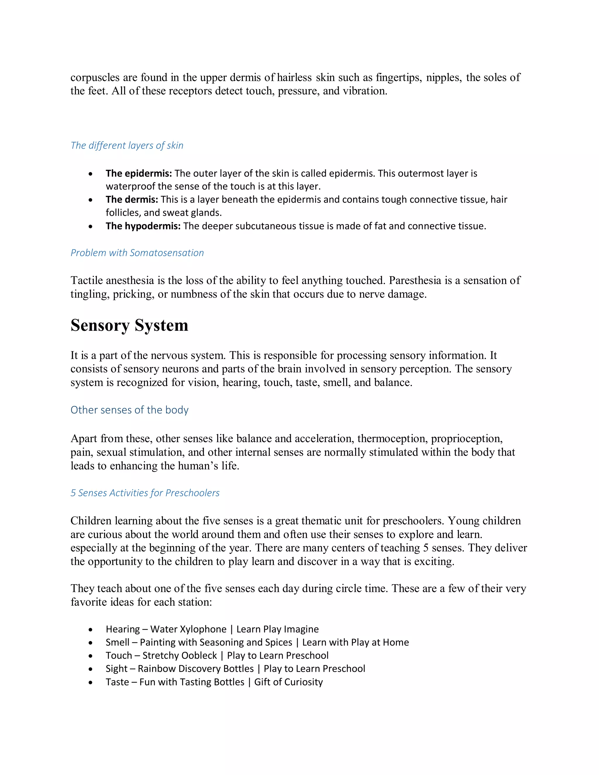 The five senses of the human body | PDF