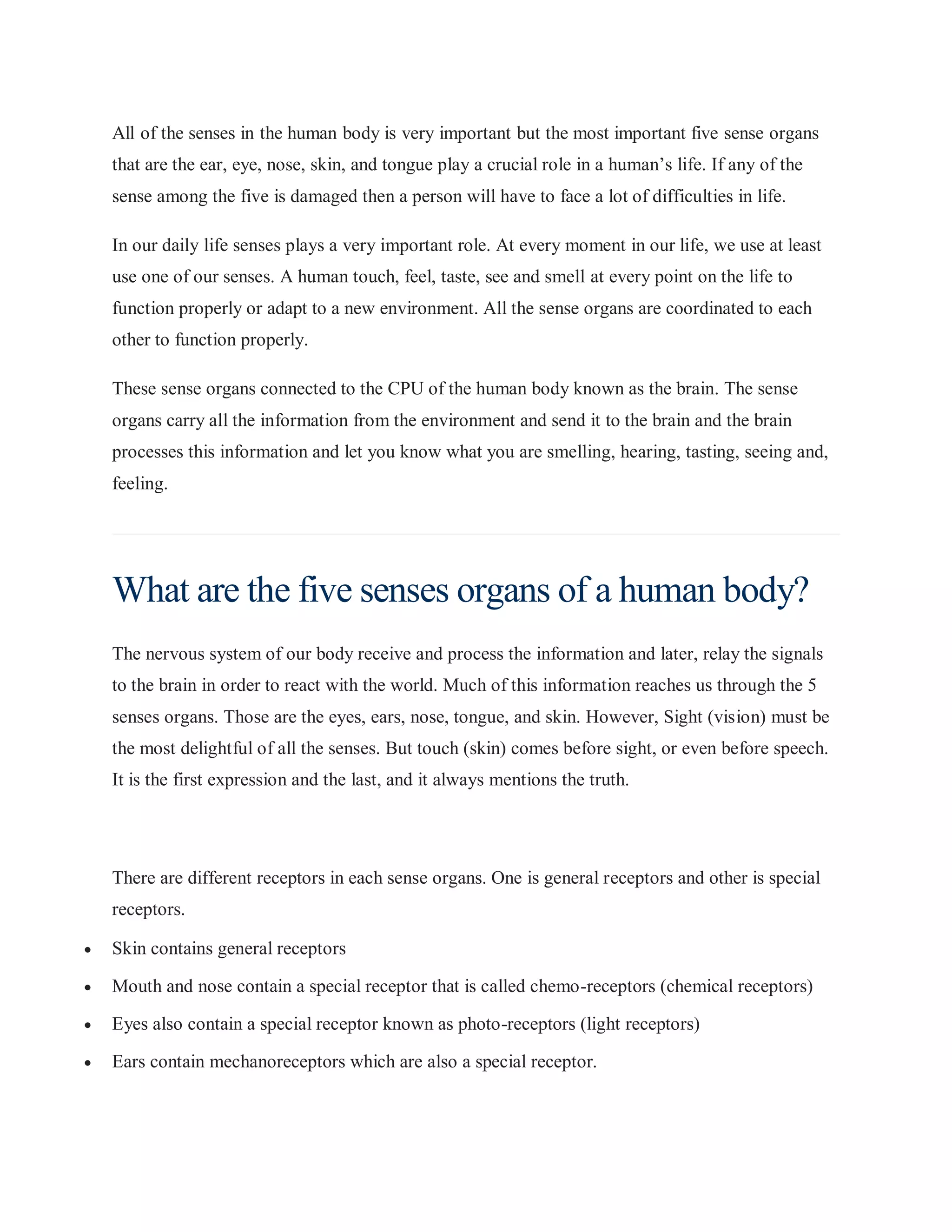 The five senses of the human body | PDF