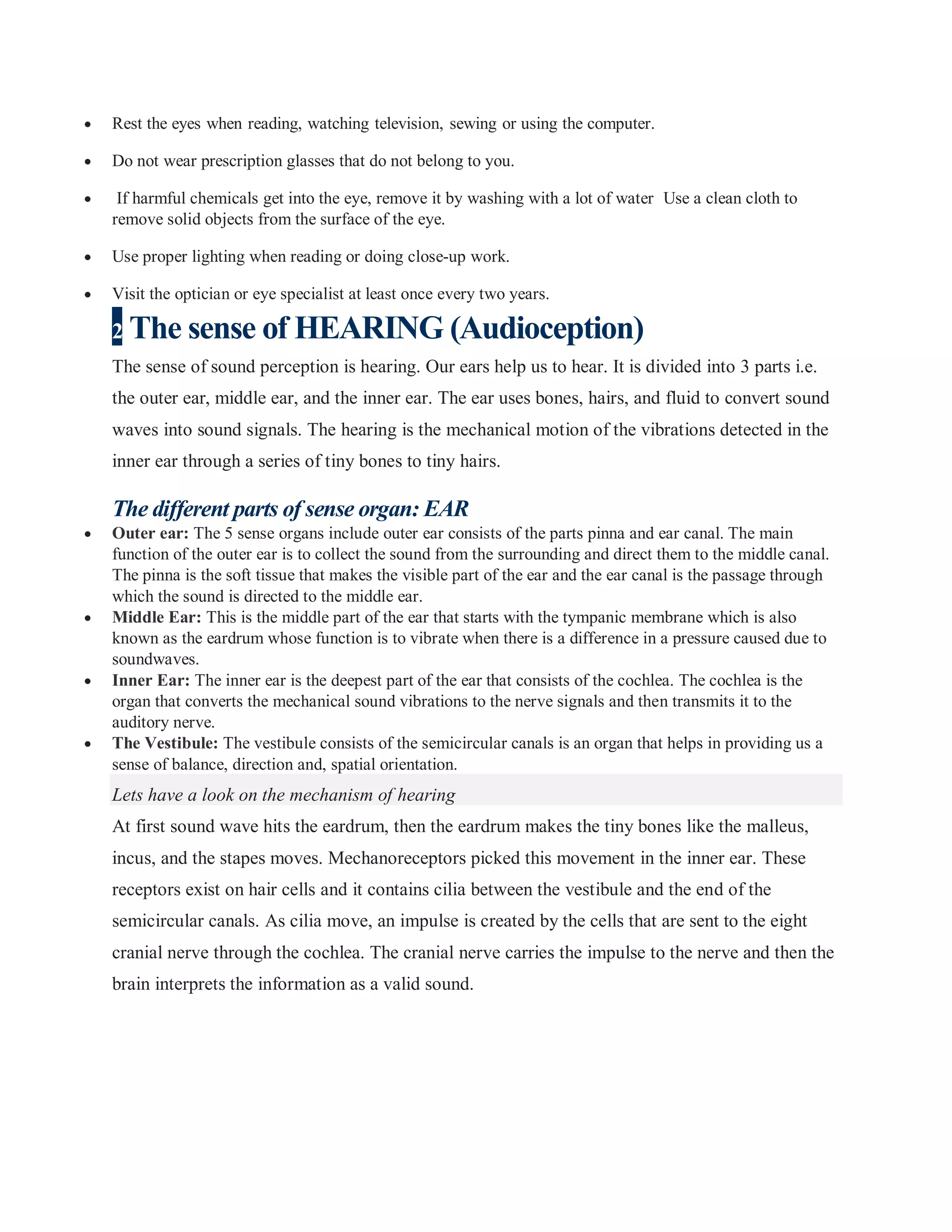 The five senses of the human body | PDF