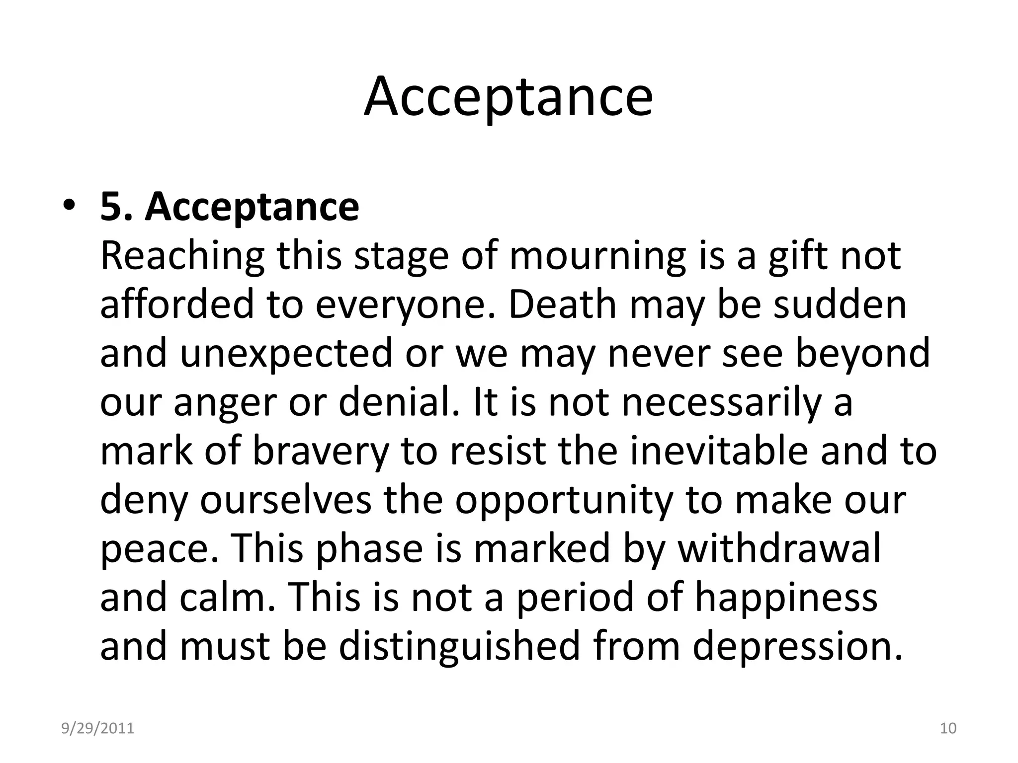 The five stages of grieving | PPTX
