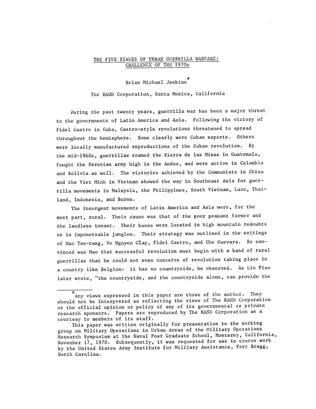 The five stages of urban guerrilla warfare challenge of the 1970s | PDF
