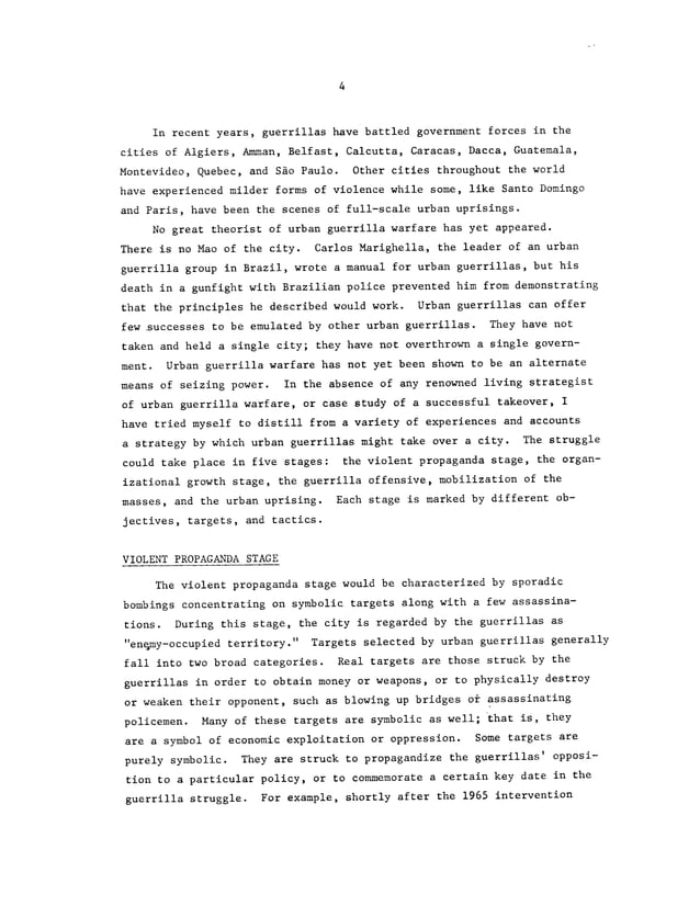 The five stages of urban guerrilla warfare challenge of the 1970s | PDF