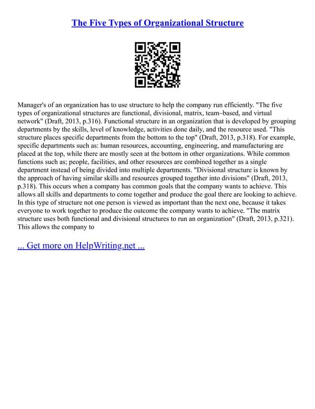 The Five Types Of Organizational Structure | PDF