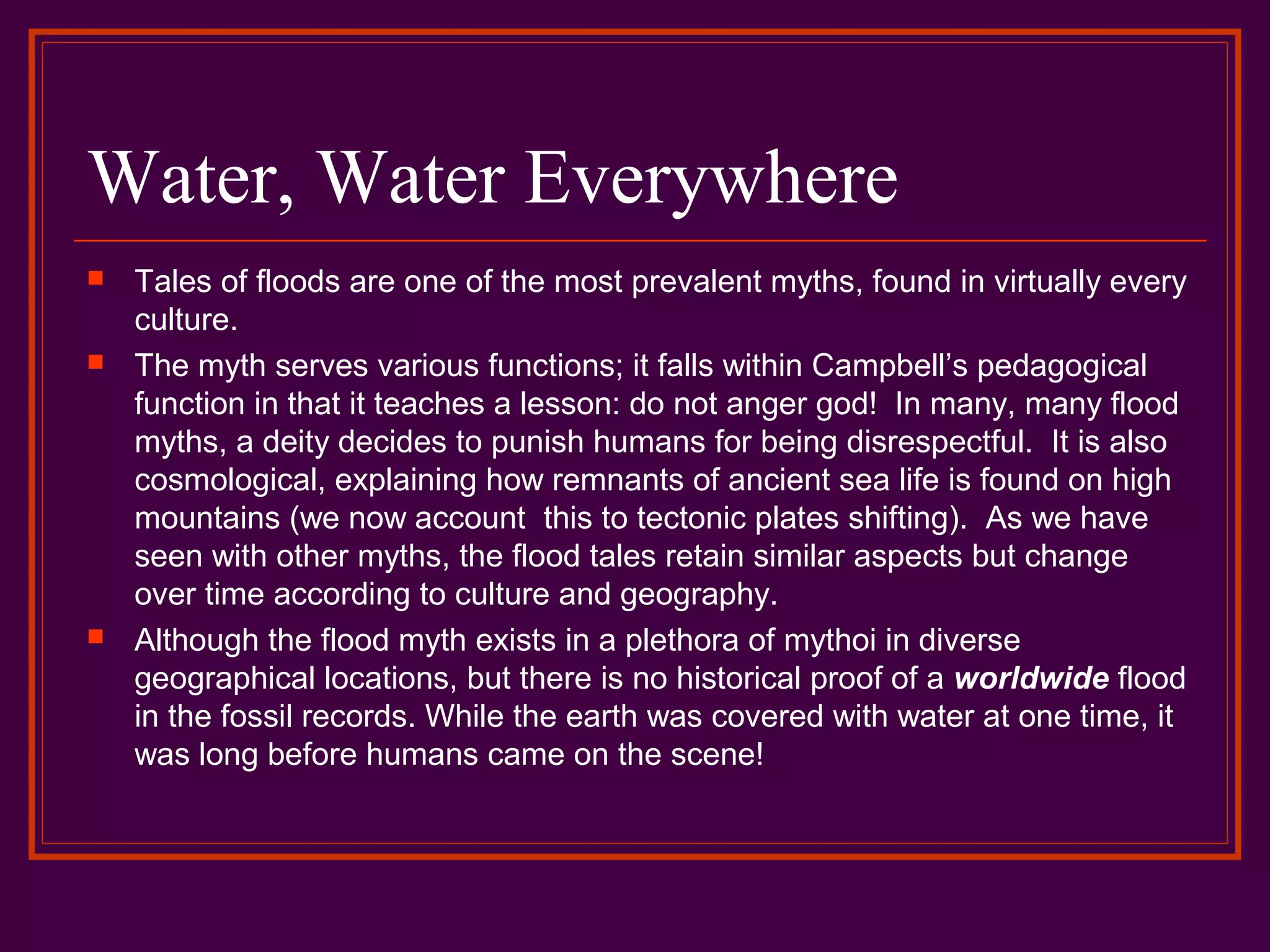 Comparative Myth: The Flood | PPT