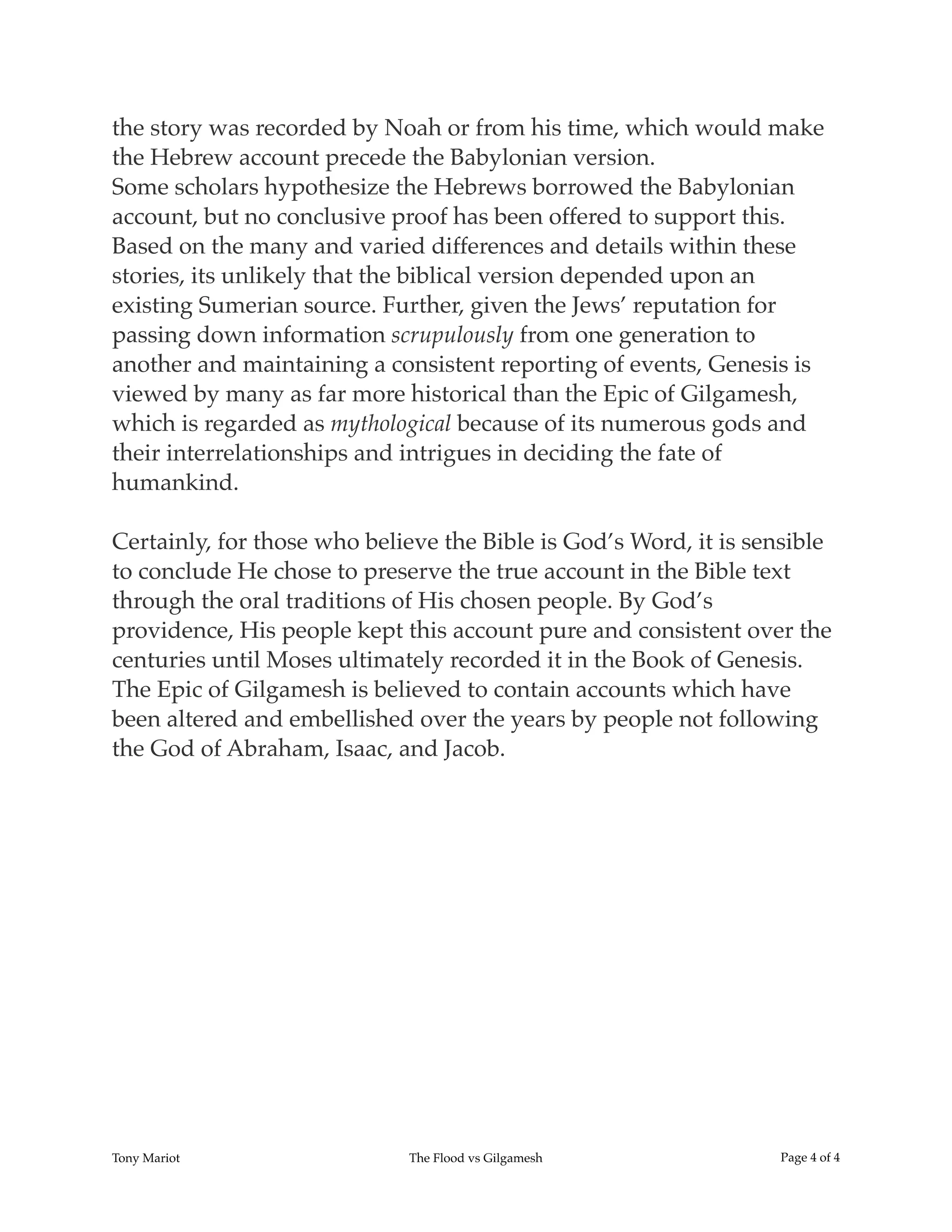 The Flood vs Gilgamesh | PDF