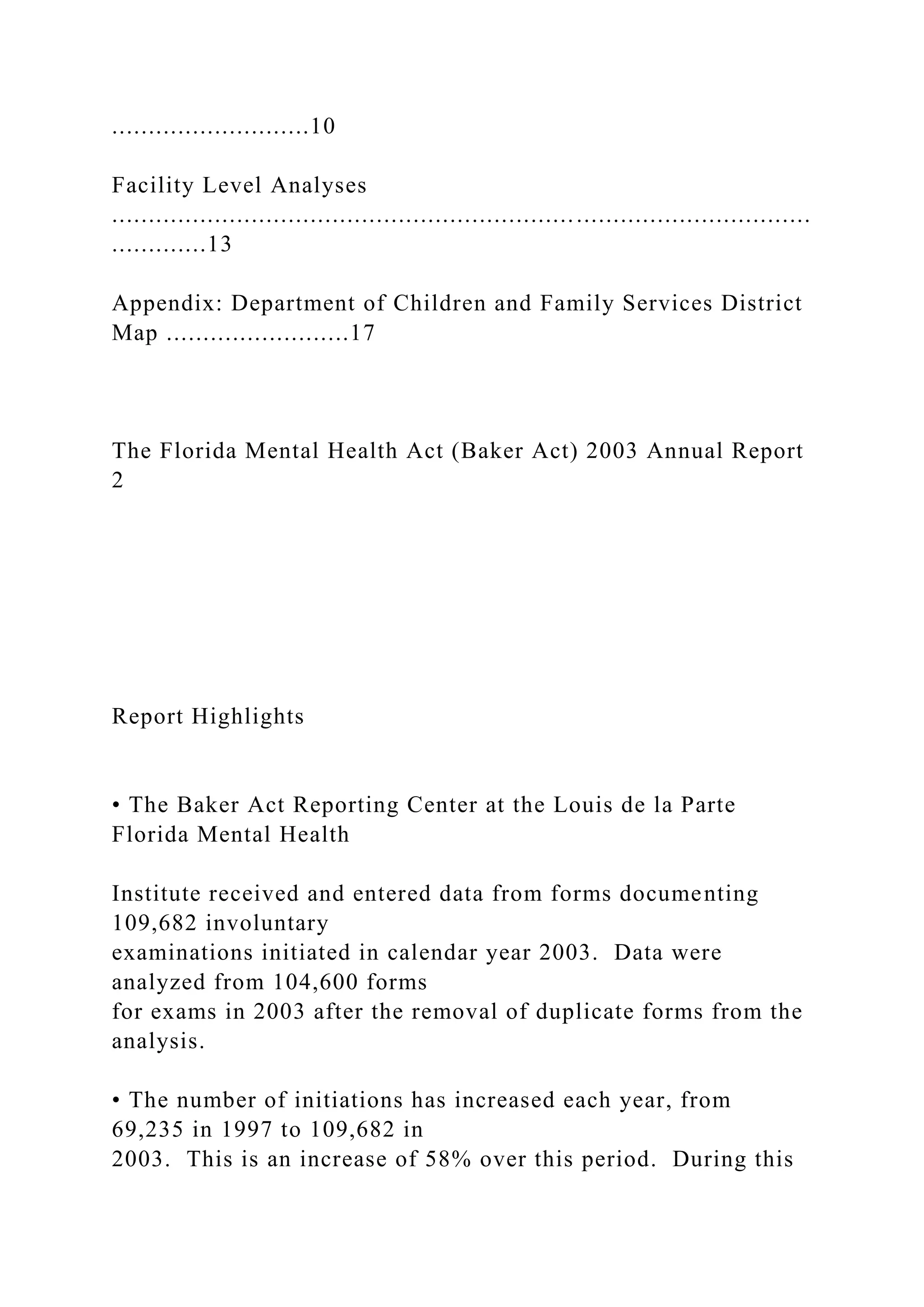 The Florida Mental Health Act (The Baker Act) 2003 .docx
