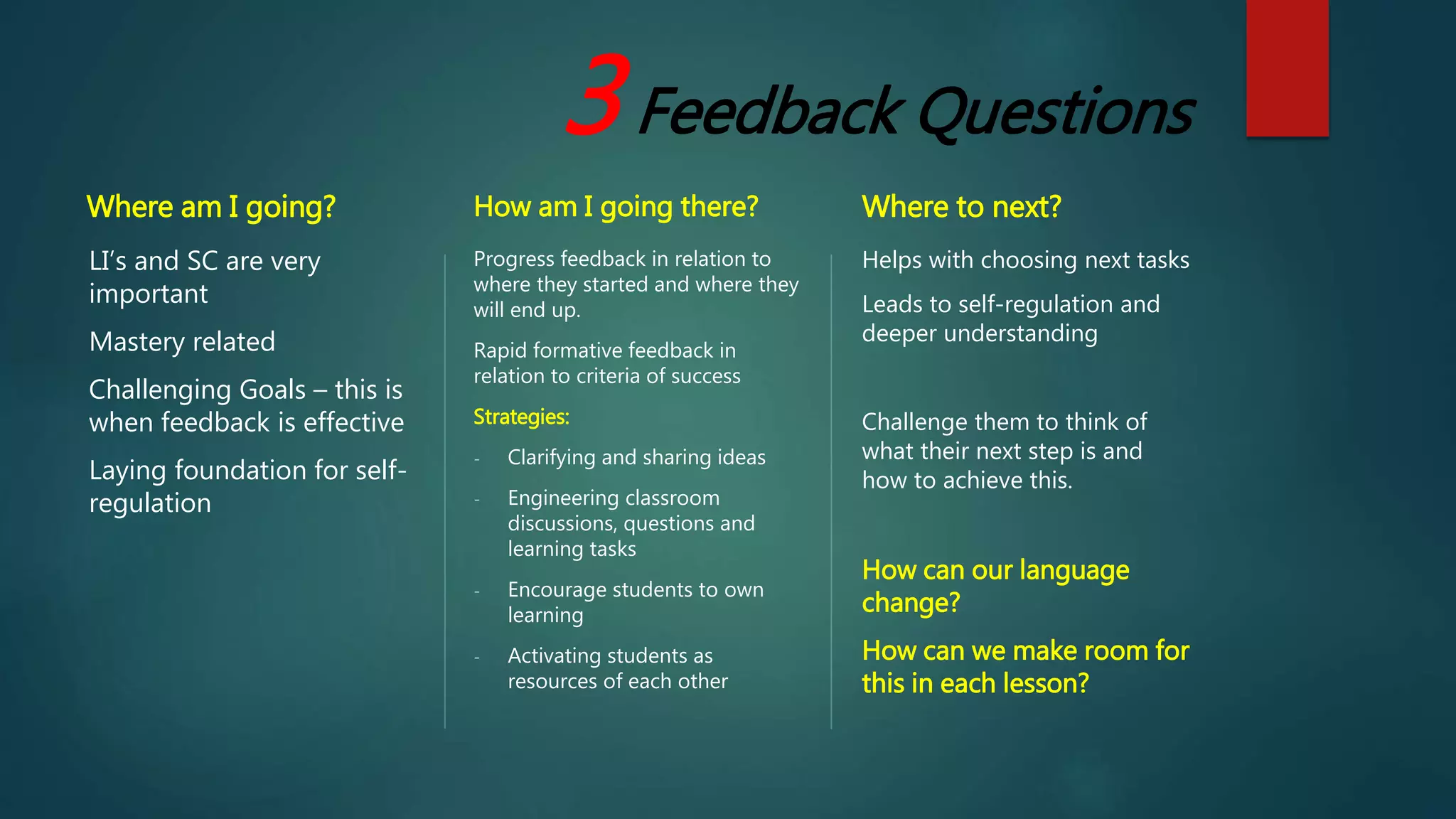 The Flow of the Lesson...Feedback | PPT